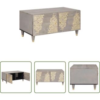 vidaXL vidaXL Mango - Couchtisch Grau 80 x 50 x 40 cm Massivholz Mango