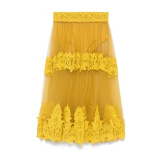 Elisabetta Franchi Femme, Jupes, Jaune, Taille: 40 FR Tulle Midi Skirt