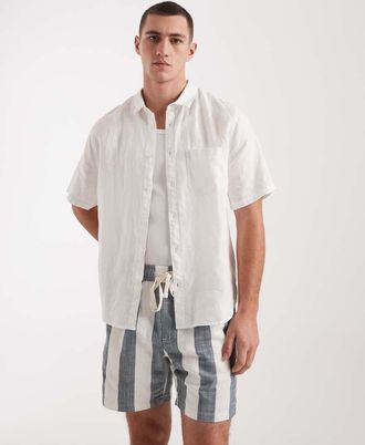 Cotton On Chemise d&eacute;contract&eacute;e en lin - Blanc