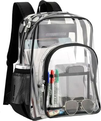 Generic Transparente B&uuml;chertasche - Faltbarer, durchsichtiger Knapsack, ger&auml;umiger Organizertr&auml;ger, wasserdichtes PVC-Ausstattungspaket, Verstellbarer G&uuml;rtel 