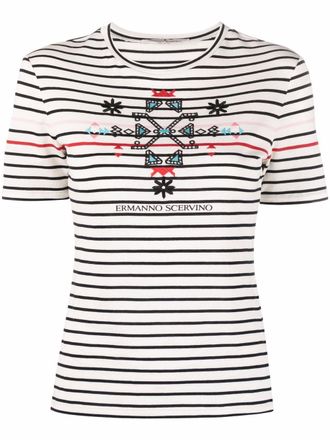 Ermanno Scervino t-shirt ray&eacute; en coton &agrave; broderies - Blanc