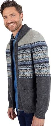 Damart Gilet zippé mélange Laine Maille Jacquard Homme Gris Chiné Taille M (94-101)