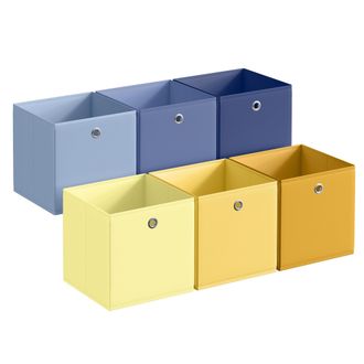 Songmics Aufbewahrungsbox, 6er Set, Ordnungsboxen, geruchsneutral, Faltbox, 30 x 30 x 30 cm, Stoffbox, f&uuml;r W&uuml;rfelregal, Organizer bunt, Aufbewahrungskorb, f&uuml;r 