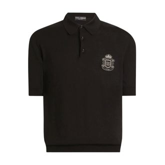 Dolce & Gabbana Homme, Tops, Noir, Taille: M Polo Neck Jumper S/S