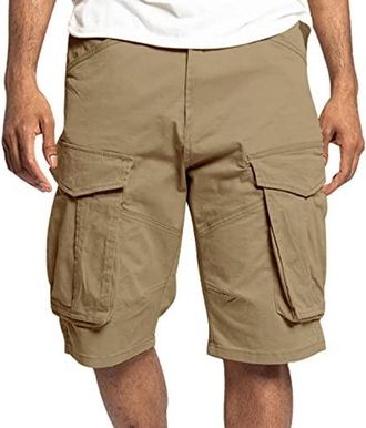 Generic Short cargo pour homme, combat, multi-poches, taille &eacute;lastique, couleur unie, l&eacute;ger, demi-pantalon de couleur unie, pantalon de surv&ecirc;tement pour entra