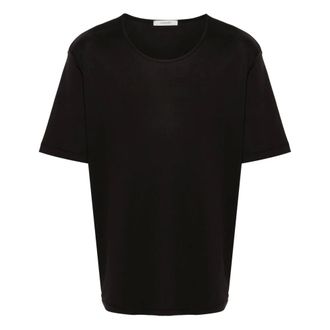 Christophe Lemaire Homme, Tops, Noir, Taille: M T-shirt col en U c&ocirc;tel&eacute;