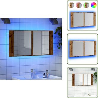 vidaXL The Living Store - vidaXL Armoire &agrave; miroir led vieux bois 90x12x45 cm bois ding&eacute;nierie