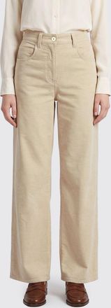 Brunello Cucinelli Hoch taillierte gerade Hose aus Cord mit Schmuckdetail