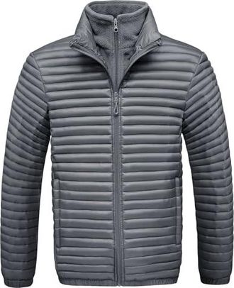 Generic Veste l&eacute;g&egrave;re pour homme, manteau dhiver chaud et isol&eacute;, matelass&eacute;e, fermeture &eacute;clair int&eacute;grale, veste d&eacute;contract&eacute;e, grise, taille M