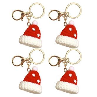 Generico Porte-cl&eacute;s de No&euml;l au crochet, porte-cl&eacute;s en tricot de No&euml;l, porte-cl&eacute;s de No&euml;l en crochet tricot &agrave; la main, pendentifs de sac en laine P&egrave;re No&euml;l d&eacute;co
