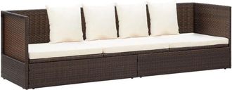 vidaXL Vidaxl - Lit de jardin avec coussin et oreillers R&eacute;sine tress&eacute;e Marron