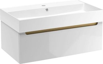Puma Naturel Badezimmerm&ouml;bel mit Waschbecken Naturel Stilla 80x30x45 cm wei&szlig; (STILLAD08005U2)