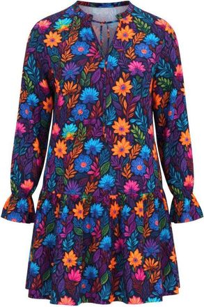 Angel Of Style Longbluse Long-Bluse A-Linie Bl&uuml;tenmuster Volants