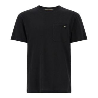 Valentino Garavani Cotton T-Shirt With VGold - - Tops - Herren - Schwarzk - L