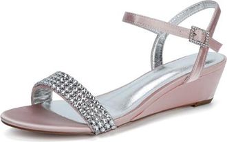 Generic Chaussures De Mariage Sandales Compensées Strass Élégance Et Confort Eté Talon Mariée Soirée Chaussures Femmes 4Cm,Bean Paste,36 EU