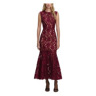 Self Portrait Femme, Robes, Violet, Taille: 40 FR Guipure Lace Midi Dress