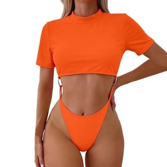 Generic Maillot de bain une pi&egrave;ce pour femme - Athl&eacute;tique - Grande taille - Dos nu - S&eacute;chage rapide - Maillot de bain basique - Vacances - V&ecirc;tements de plage 