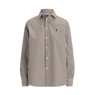 Polo Ralph Lauren Femme, Blouses et Chemises, Brun, Taille: 36 FR Chemise en coton ray&eacute;e coupe d&eacute;contract&eacute;e