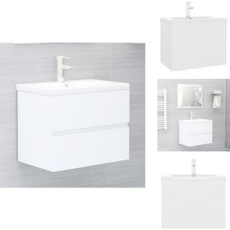 vidaXL Waschbeckenunterschrank mit Einbaubecken Wei&szlig; Holzwerkstoff - Waschbeckenunterschrank - Holzwerkstoff M&ouml;bel - Badezimmerm&ouml;bel - K&uuml;chenw&auml;sche - Sp&uuml;le