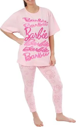 BARBIE Pyjama Femme | Pyjamas en Coton pour Femmes | Pyjama à Manches Courtes pour Dames | Roses |X-Large