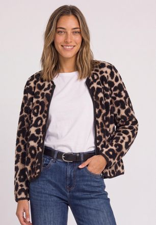 Street One Fellimitatjacke STREET ONE, Damen, Gr. 34, braun (schwarz), Pl&uuml;sch, Vorderseite: 100% Polyester. R&uuml;ckseite: 100% Polyester, gemustert, normal normal, 