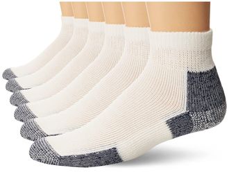 Thorlos Unisexs JMX Maximum Cushion Ankle Running Sock, White/Navy (1 Pair), Large (Pack of 6)