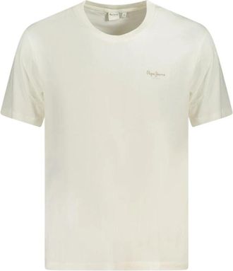 Pepe Jeans London Wei&szlig;es Baumwoll-T-Shirt mit Logodruck - - Tops - Herren - Wei&szlig; - XL