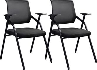 Generic Set mit 2 stapelbaren Klappst&uuml;hlen f&uuml;r Wartezimmer, B&uuml;ro & Konferenzraum - Netz-Empfangsst&uuml;hle mit Armlehnen - Ergonomische graue G&auml;stest&uuml;hle