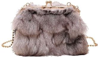 Generic Sac &agrave; bandouli&egrave;re moelleux de couleur unie avec poign&eacute;e sur le dessus en fourrure pour femme, pour le travail, les voyages, les trajets, kaki, 7.87x5.