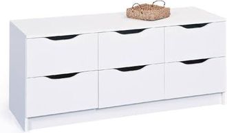 Dmora Kommode mit sechs Schubladen, weiße Farbe, 50 x 40 x 120 cm