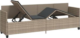 Festnight Gartensofa mit Liegefunktion Rattan Sofa 3 Sitzer Balkon Liegesofa Sonnenliege Gartenliege Verstellbar Rattansofa Lounge Sofa Liege Outdoor mit Schlaf