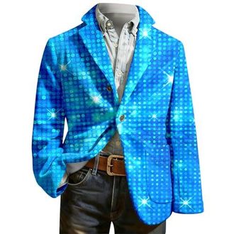Generic Veste en velours c&ocirc;tel&eacute; pour homme avec impression &agrave; paillettes - Aspect scintillant - Blazer slim fit - Pour carnaval, f&ecirc;te, discoth&egrave;que, sc&egrave;ne - Vin