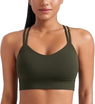 CRZ YOGA Aux Femmes Butterluxe Palangre Soutien-Gorge de Sport Crise Croix Tasse Moulée Yoga Recadrer Haut Olive Verte M