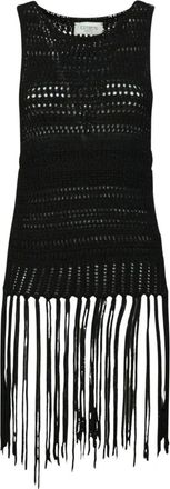 Laneus Femme, Blouses et Chemises, Noir, Taille: 40 FR Top frange