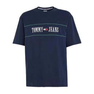 Tommy Jeans Skate Archiv Baumwoll T-Shirt Blau - - Tops - Herren - Blau - M