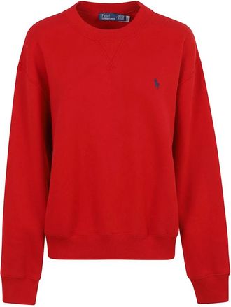 Ralph Lauren Femme, Sweatshirts et sweats &agrave; capuche, Rouge, Taille: 38 FR SweaT-shirt &agrave; col rond avec broderie de poney