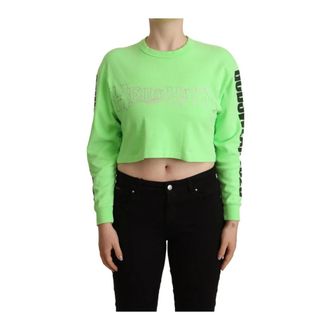 GCDS Gcds, Femme, Tops, Vert, Taille: 34 FR Long Sleeves Cropped Top Sweater