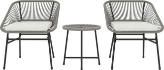 OUTSUNNY Polyrattan Gartenmöbel Set, Outdoor Balkonmöbel für 2 Personen, 3-teilig Bistroset mit 2 Stühle, Beistelltisch, Sitzkissen, wetterfest Sitzgruppe für 