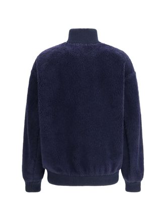 Prada Womens Fleece Jacket Navy Polyamide; Wool