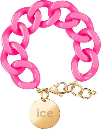 Ice Watch ICE - Jewellery - Chain bracelet - Neon pink - Gold - Kettenarmband mit rosafarbenen XL-Maschen für Frauen, geschlossen mit einer goldenen Medaille (0