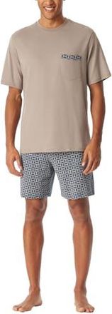 Schiesser Pyjama Court &agrave; col Rond pour Homme - Ensemble de Nuit, Taupe 180261, 52