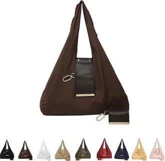 Generic Sac fourre-tout pliable, sac &agrave; main extensible, r&eacute;utilisable, sac de poche compact multifonction, grande capacit&eacute;, caf&eacute;, 11