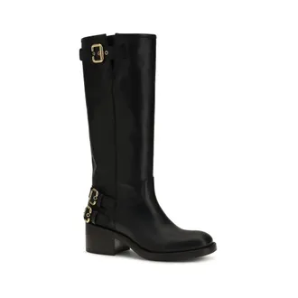 Chlo&eacute; Womens Black Calf Leather Bos Taurus Flat Boots