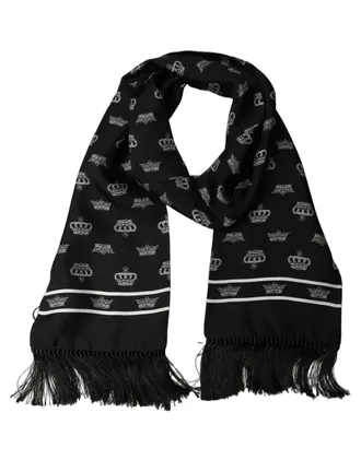 Dolce & Gabbana Crown-Motif Silk Scarf - Black