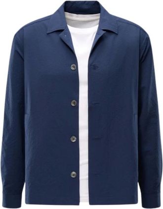 04651/ Homme, Vestes, Bleu, Taille: XL Technical Seersucker Overshirt