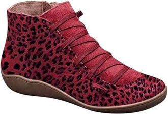 Generico Bottes courtes pour femme &eacute;l&eacute;gantes, Bottines d&eacute;contract&eacute;es pour femme &agrave; talons bas, bottes imperm&eacute;ables pour femme en bas, rouge, 39 EU