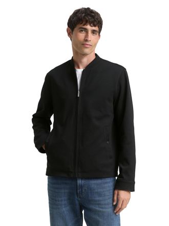 Tom Tailor Herren 1047274 Piqu&eacute; Blouson Jacke Mit Bomberkragen, 29999 - Black, XXL EU