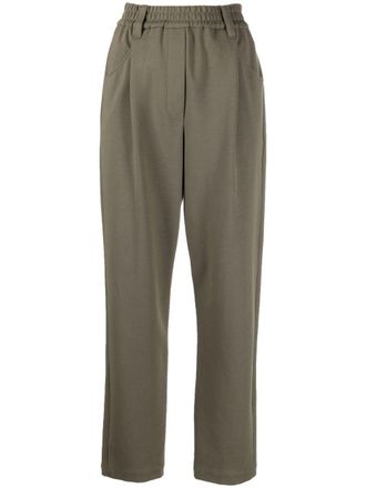Brunello Cucinelli Tapered-Hose aus Tweed - Gr&uuml;n