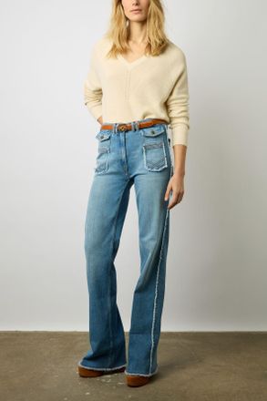 Gerard Darel Pull V en laine et coton - LORIE - Ecru