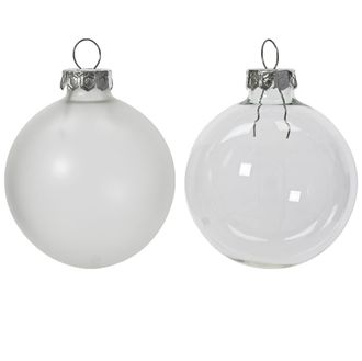 Kaemingk Christbaumkugeln Silbergrau 3 x transparent & 3 x matt &Oslash; 6 cm aus Glas - 6er Set